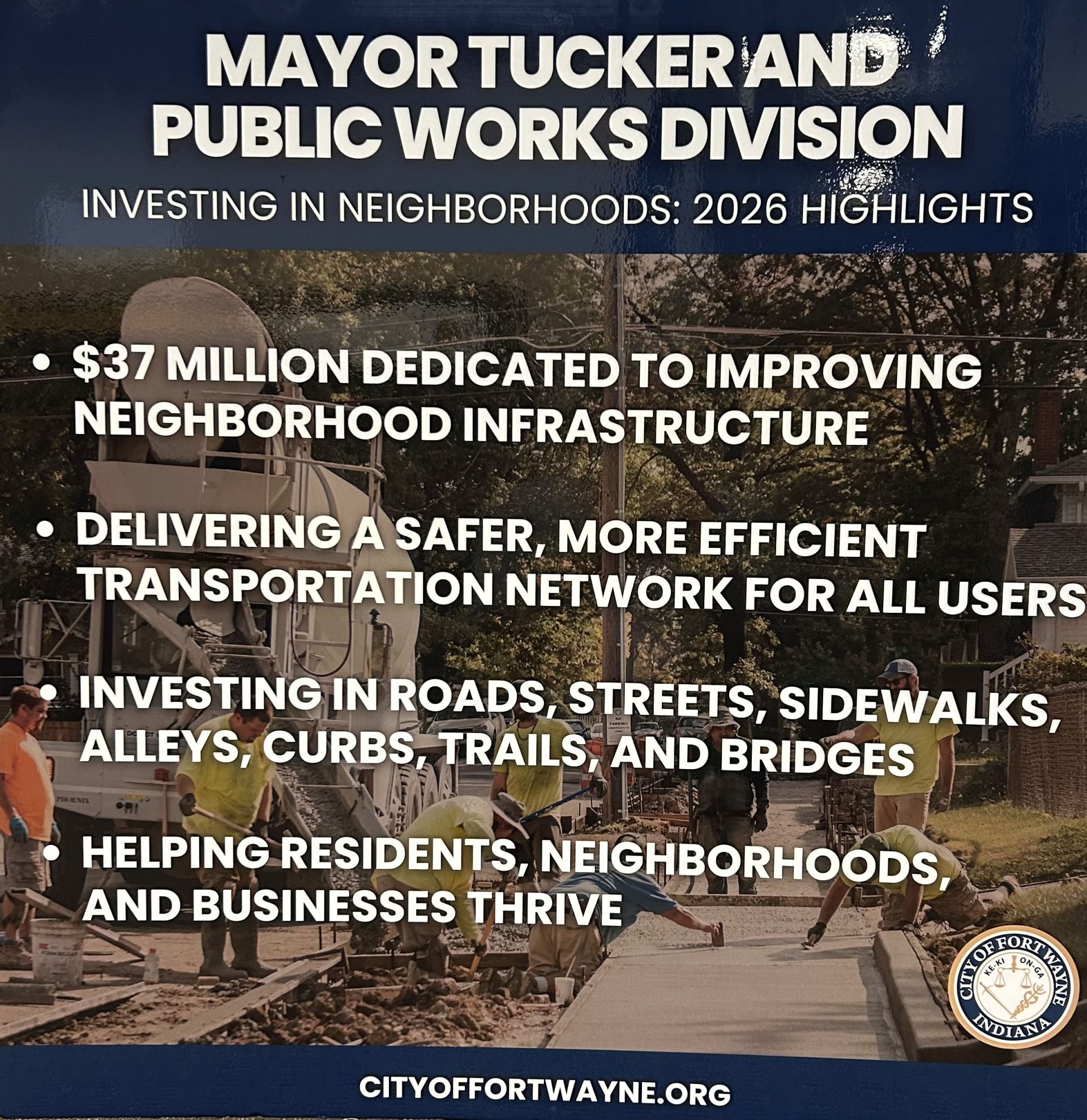 City of Fort Wayne announces $37M in 2026 neighborhood infrastructure ...